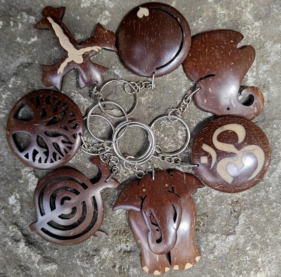 Coconut Shell Handmade Keytags Vintage Sri Lankan Coco Shell - Etsy