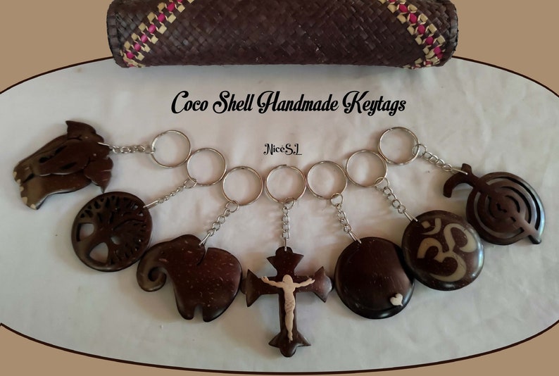 Coconut Shell Handmade Keytags Vintage Sri Lankan Coco Shell Elephant ...