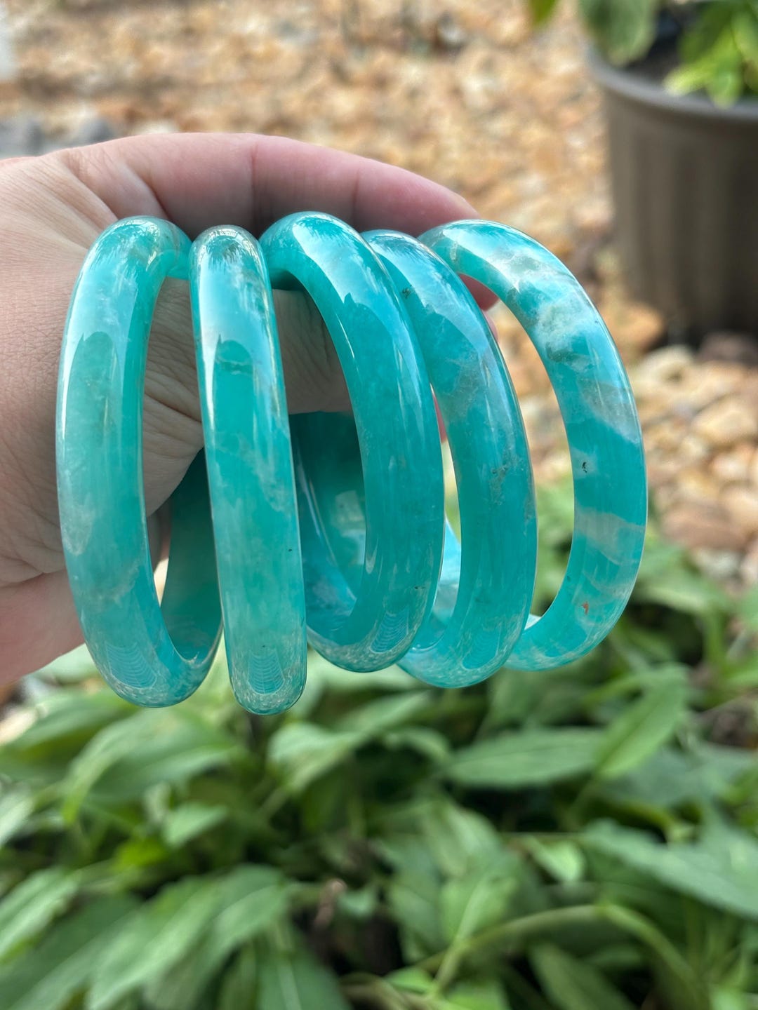 Stunning Natural High Grade Amazonite Bangle - 58 Mm - 61 Mm High Quality - Great Gift ...