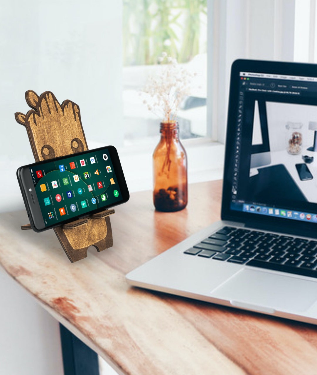 Wood Cell Phone Stand, Cute Phone Stand, Phone Stand, Wood Phone Holder ...