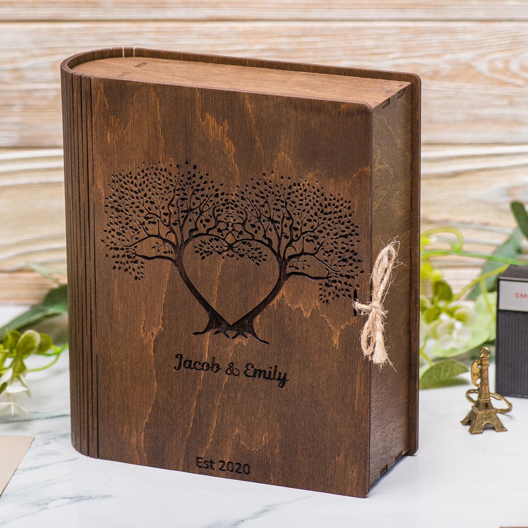 Personalized Wooden Memory Book Box: Keepsake Chest, Gift for Couples ...