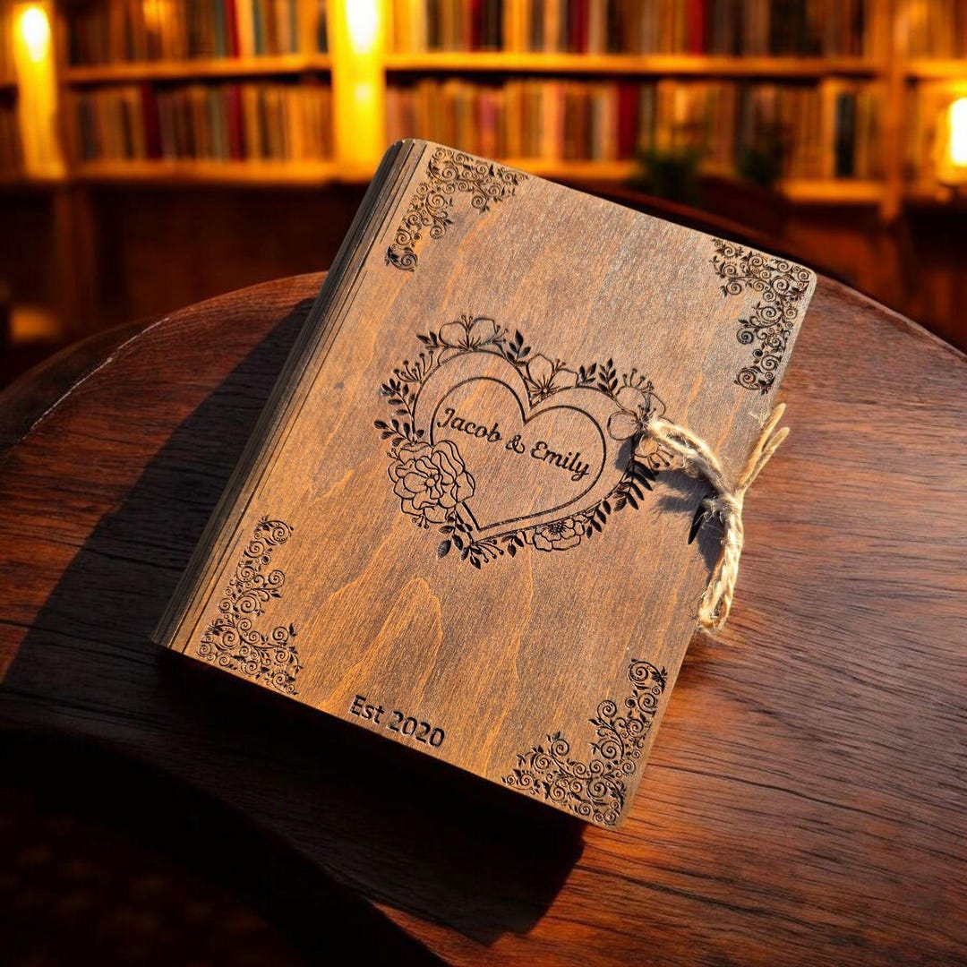 Wedding Present, Personalized Memory Book Box, Wood Custom Engagement ...