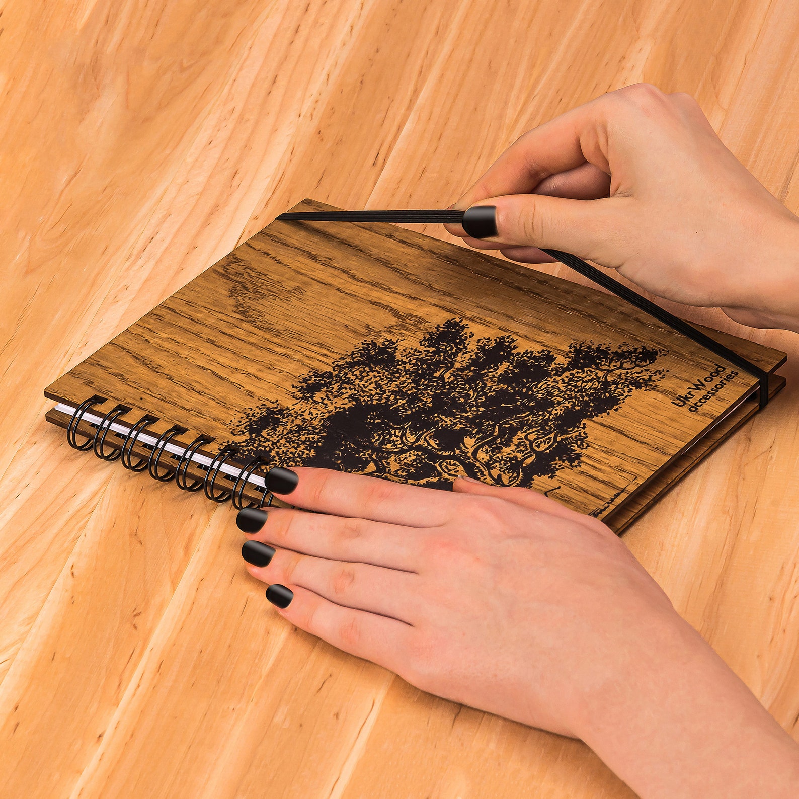 Oak Wood journal Spiral wood Notebook Wood cover notebook - Etsy.de