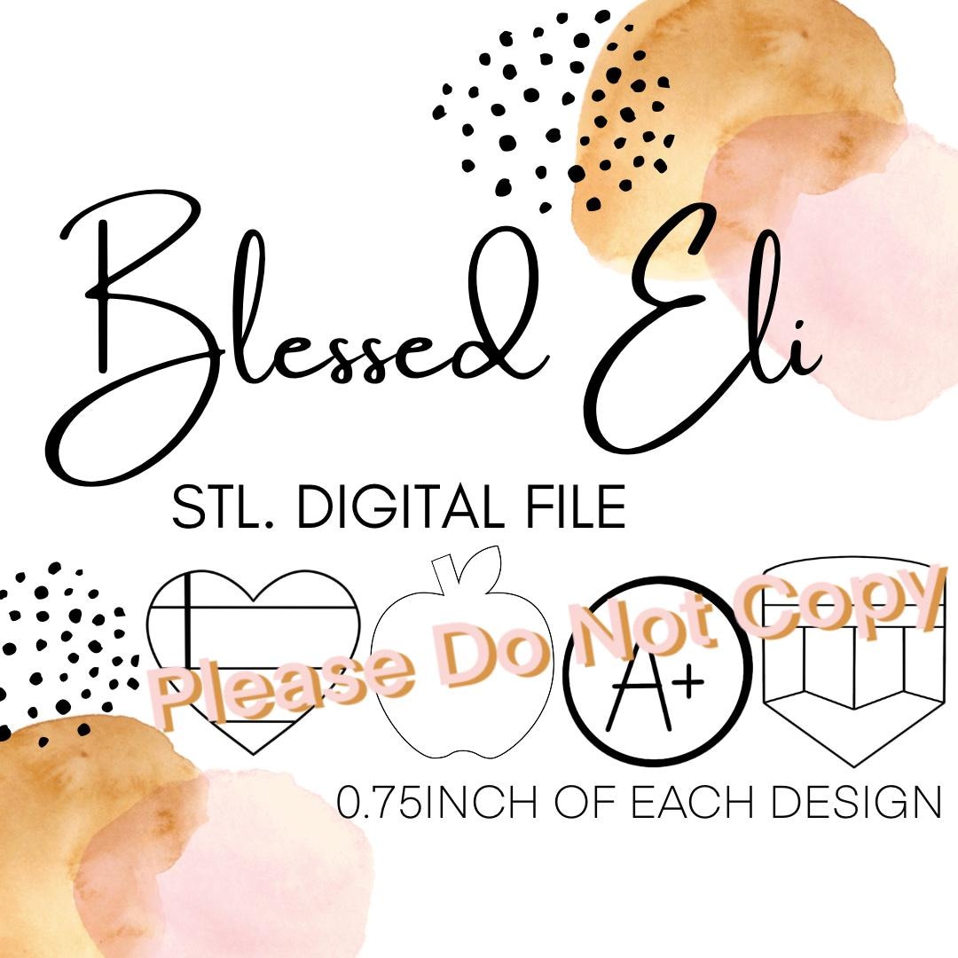 DIGITAL STL FILES- Teacher, Back to School Shapes Stud Size; Paper ...