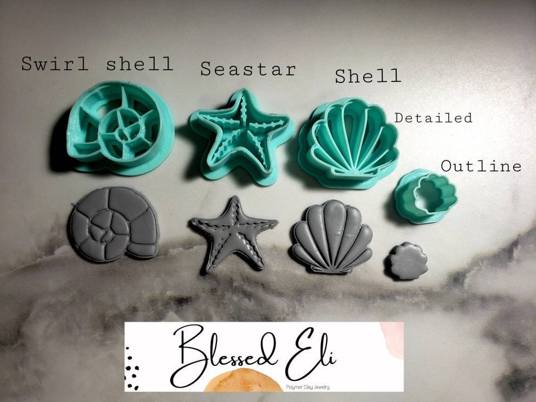 Seashells- Polymer Clay Cutters -swirl Shell, Starfish, Shell Detailed ...