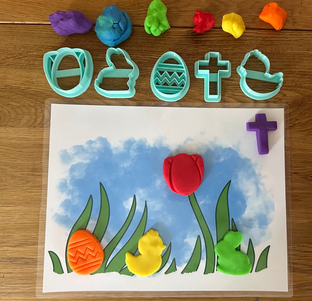 Easter Fun Playdoh Activity Mat and Cutters - Etsy