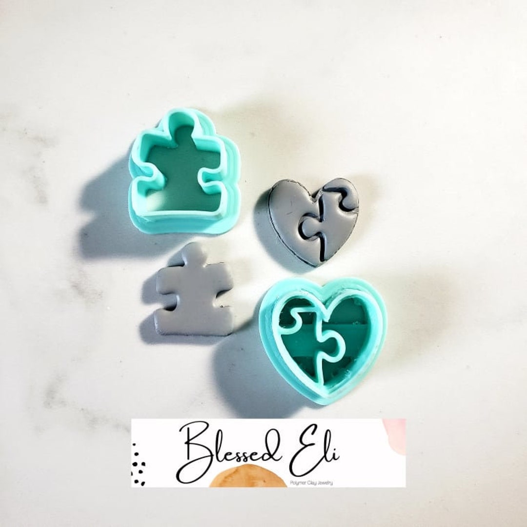 AUTISM- Puzzle Piece, Heart Puzzle Polymer Clay Cutters - Etsy