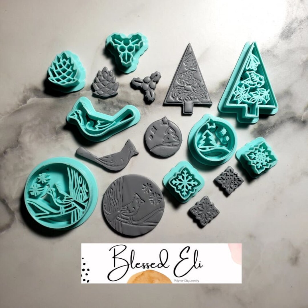 Winter Forest Clay Cutters for Polymer Clay- Cardinals, Floral Tree ...