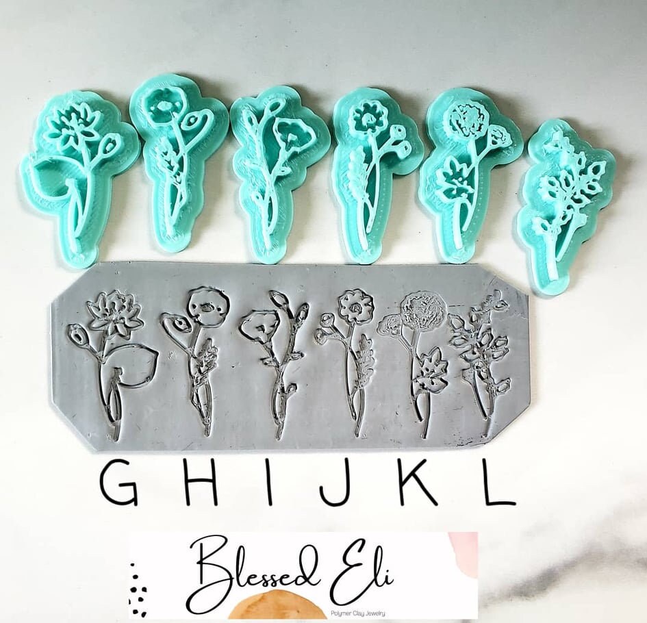 Flower of the Month Stamps Polymer clay Stamps | Etsy