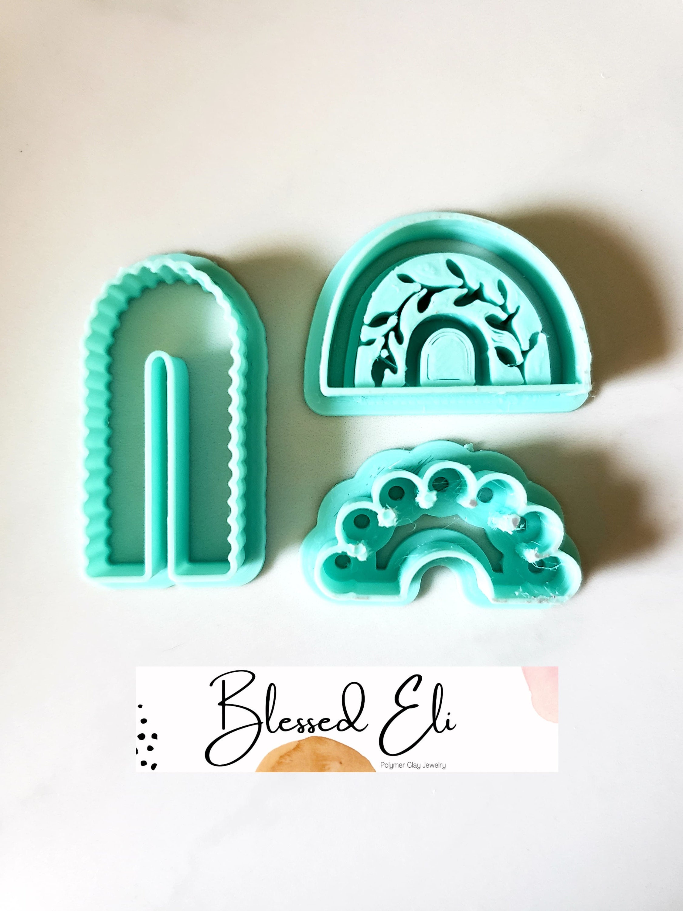 BOHO RAINBOW- Polymer Clay Cutters- Scalloped Rainbow- Boho Leaf ...