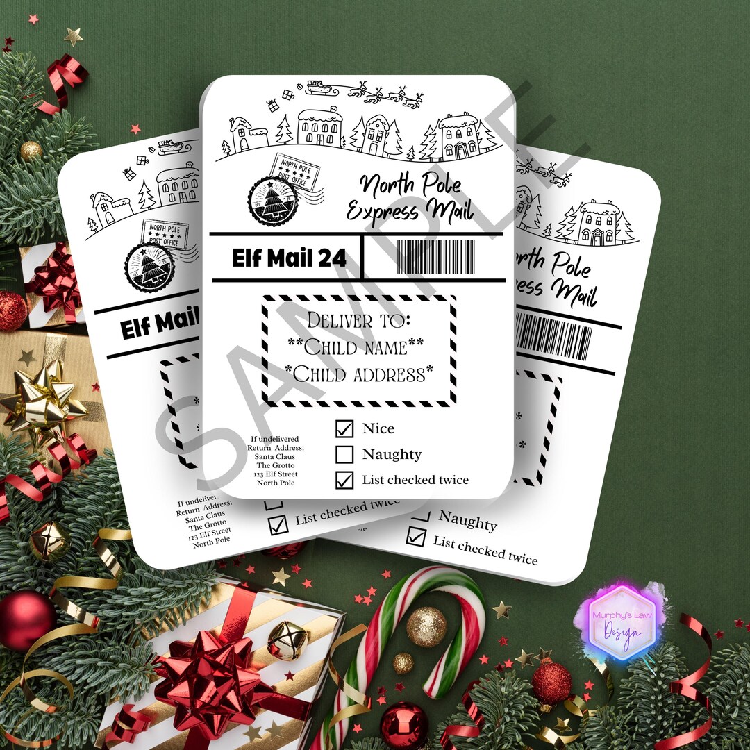 Personalised Santa Postage Labels for Gifts Wrapping. Special Delivery ...