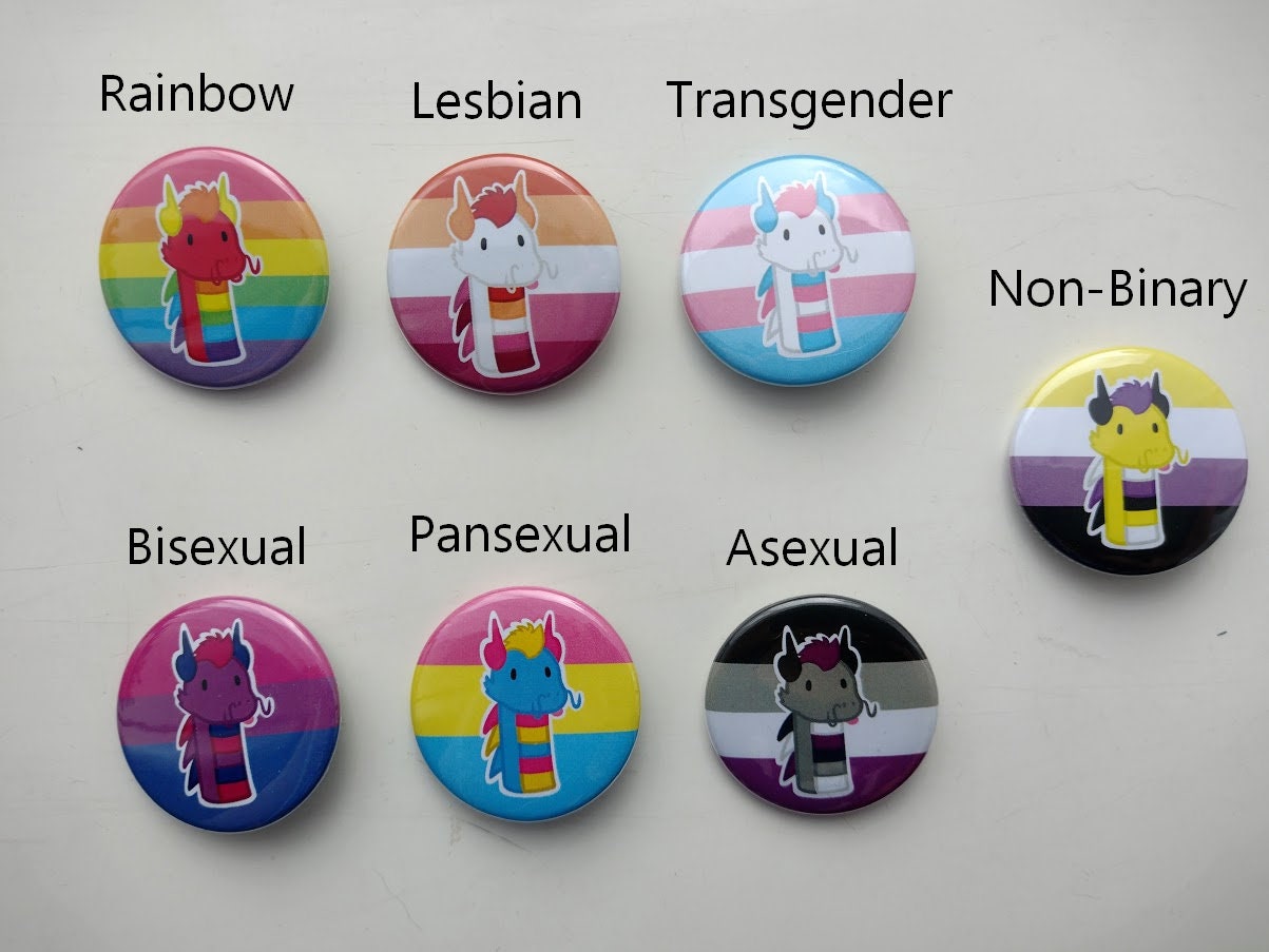 B-GRADE LGBTQ Dragon Button Badges Marked Down Cute LGBT Badges Rainbow ...