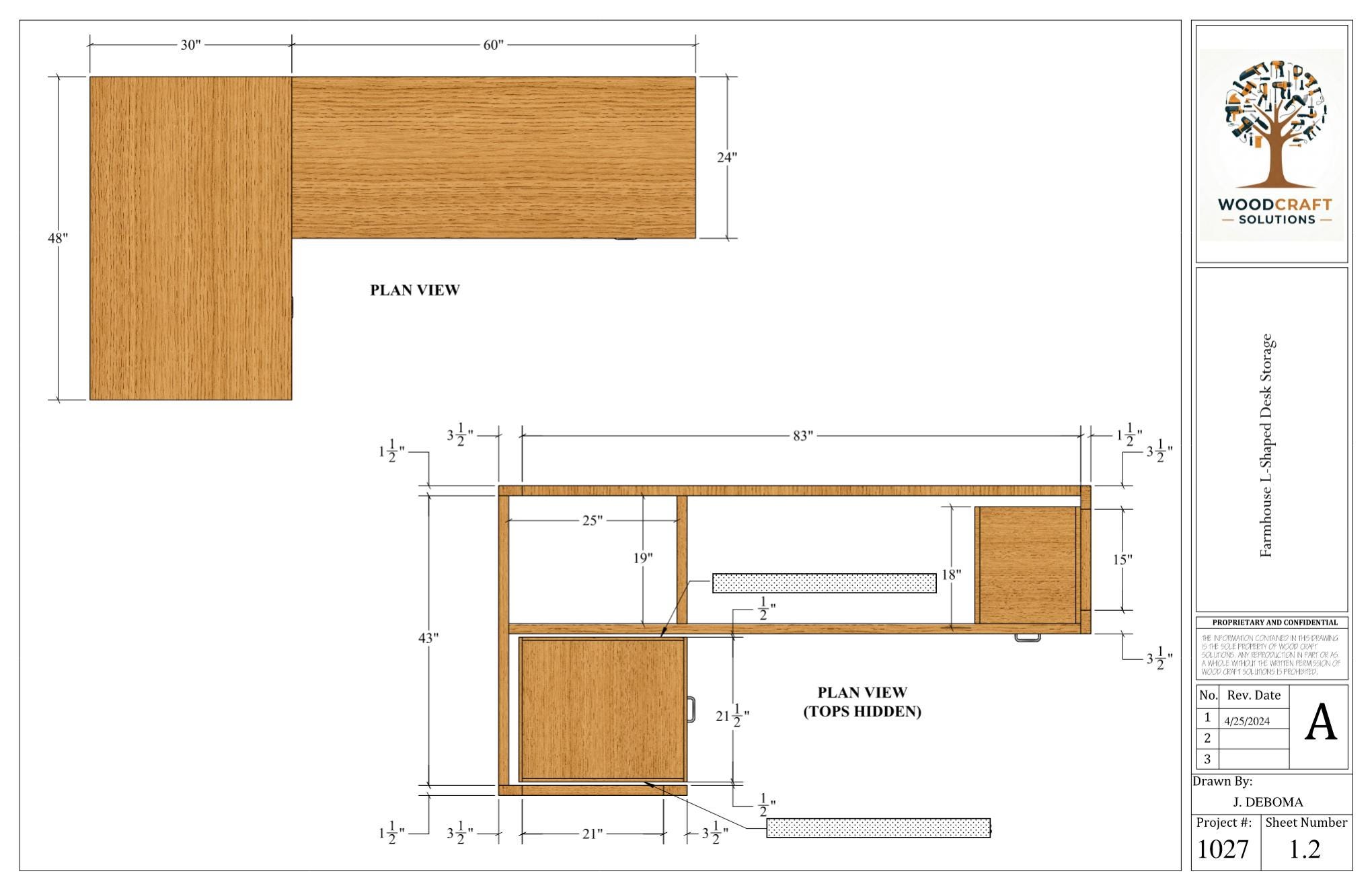 Farmhouse L-shaped Desk Storage Plans - Etsy
