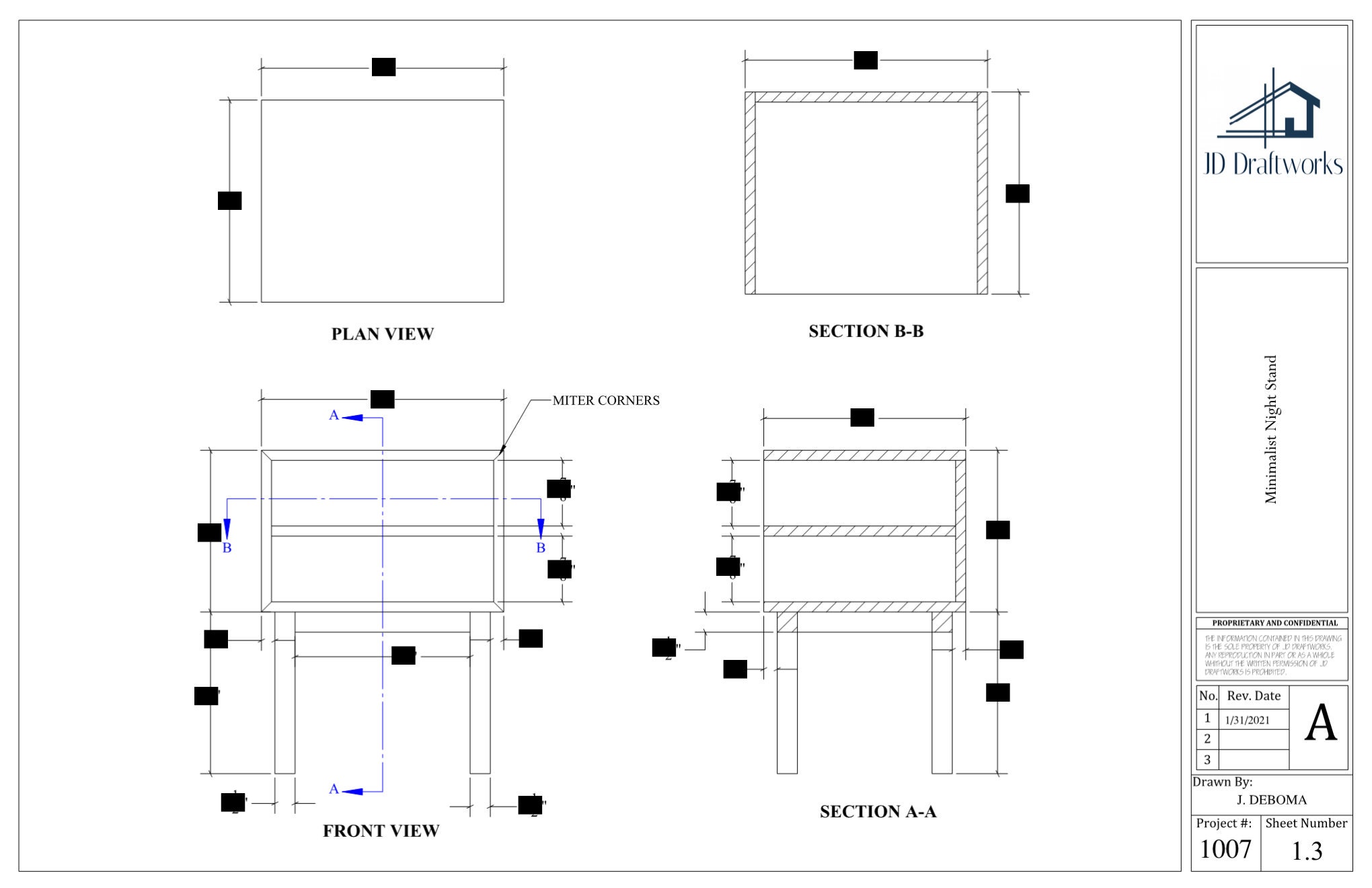 Minimalist Night Stand Plans - Etsy