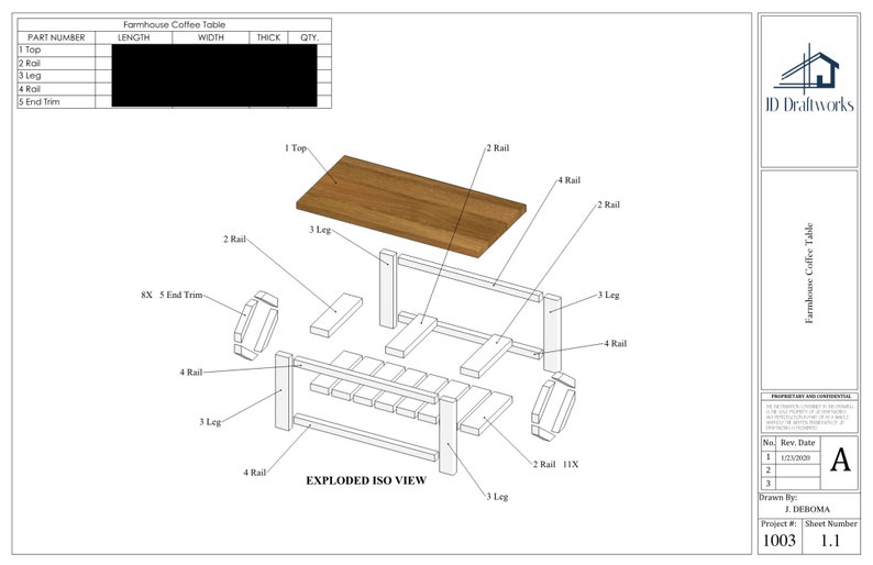 Farmhouse Coffee Table Plans - Etsy