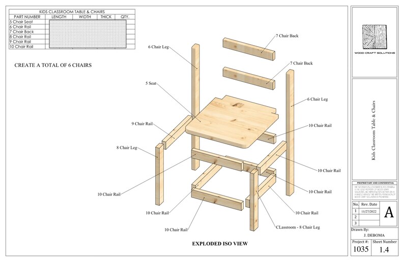 Kids Classroom Table & Chairs Plans - Etsy