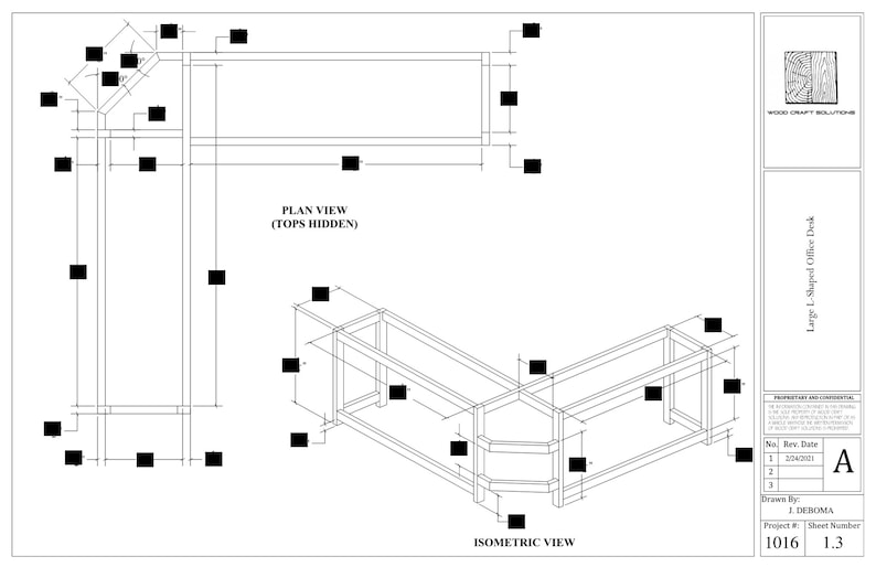 Large L-shaped Office Desk Plans - Etsy