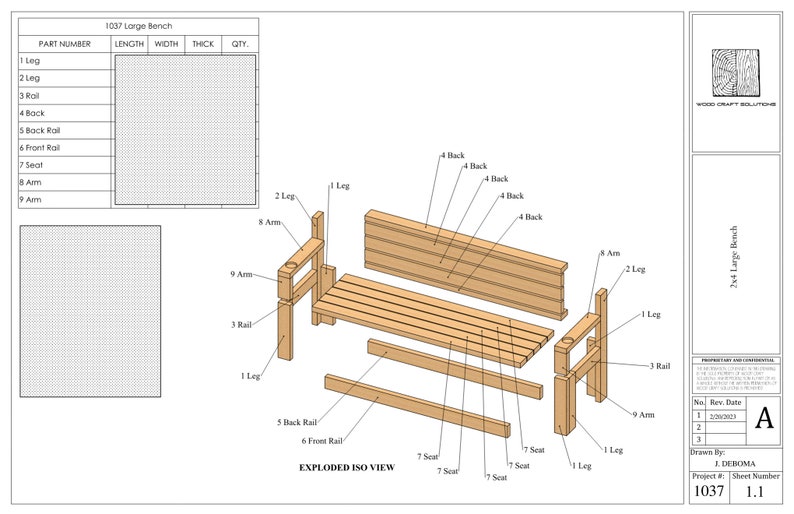 2x4 Large Bench Plans - Etsy