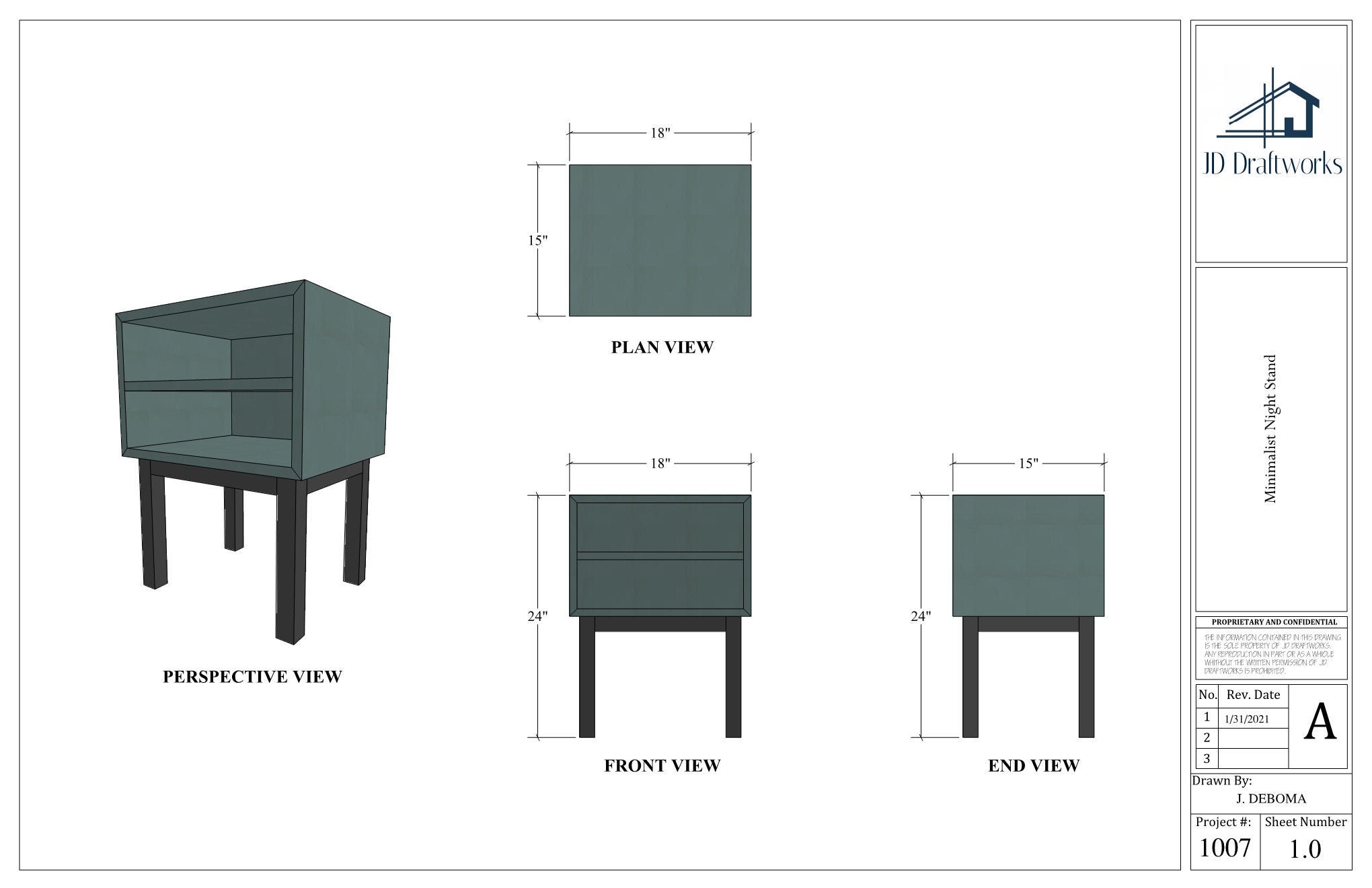 Minimalist Night Stand Plans - Etsy