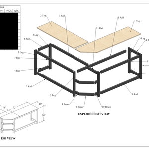 Large L-shaped Office Desk Plans - Etsy