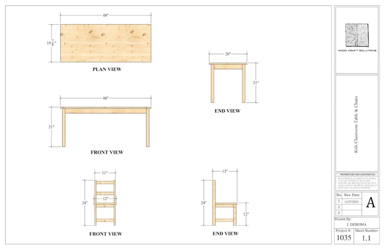 Kids Classroom Table & Chairs Plans - Etsy
