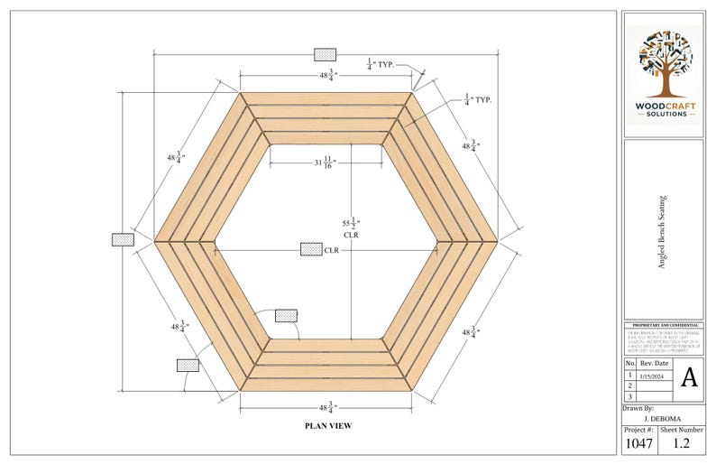 Hexagon Angled Bench - Etsy