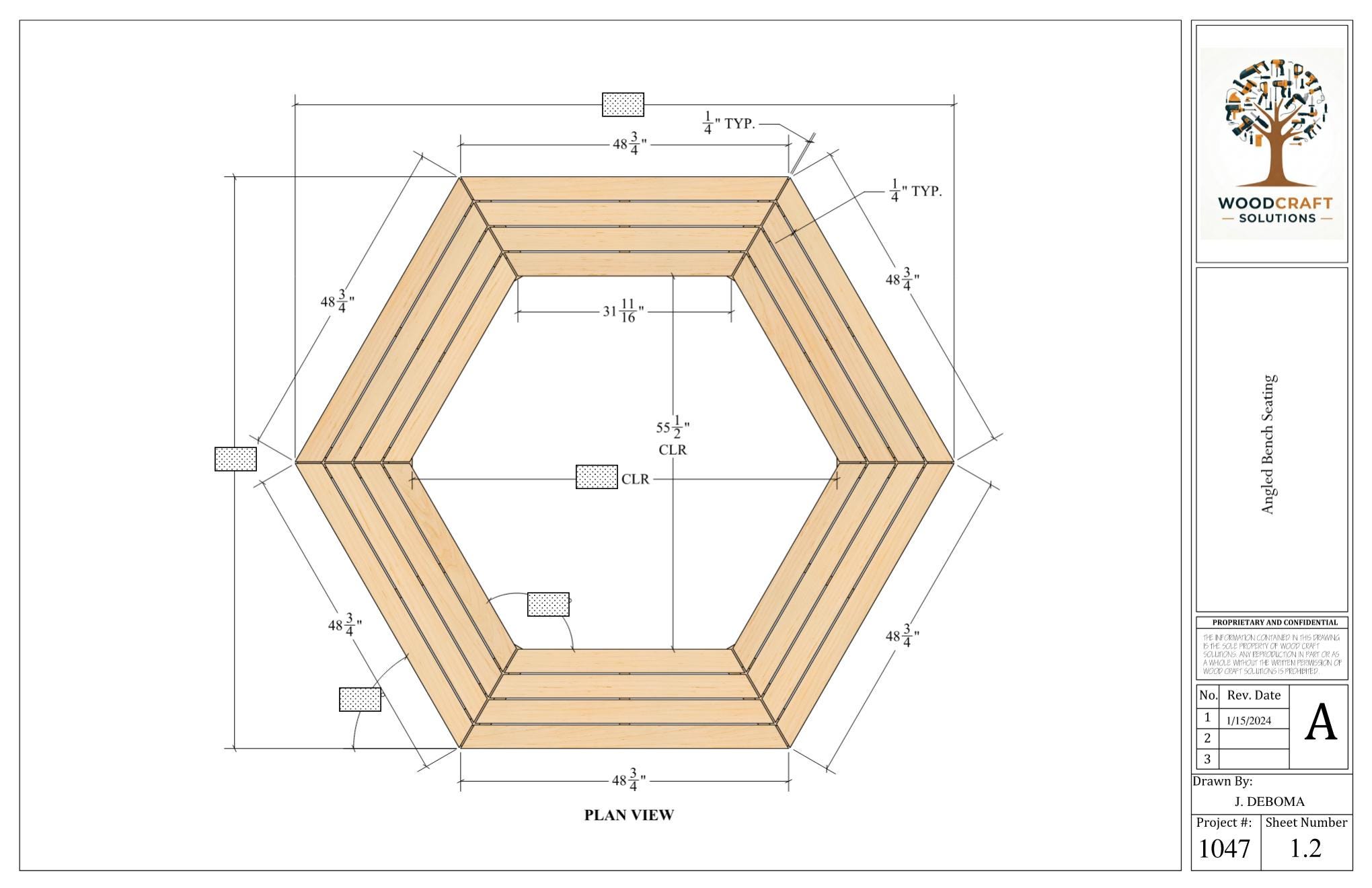 Hexagon Angled Bench - Etsy