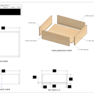 Mid Century Nightstand Plans - Etsy