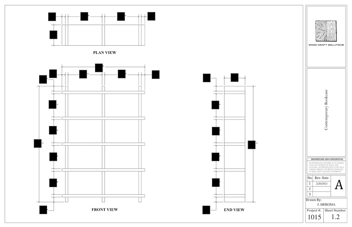 Modern Bookcase Plans - Etsy