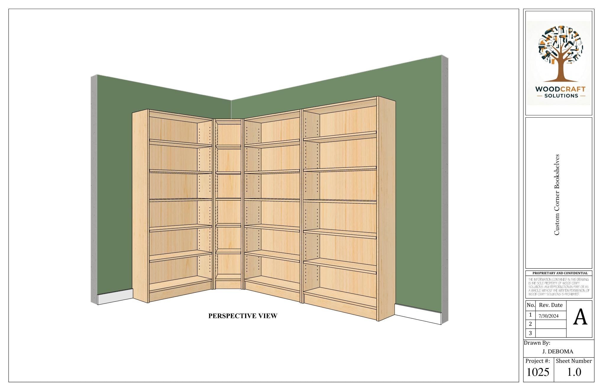 Corner Angled Bookcase - Etsy