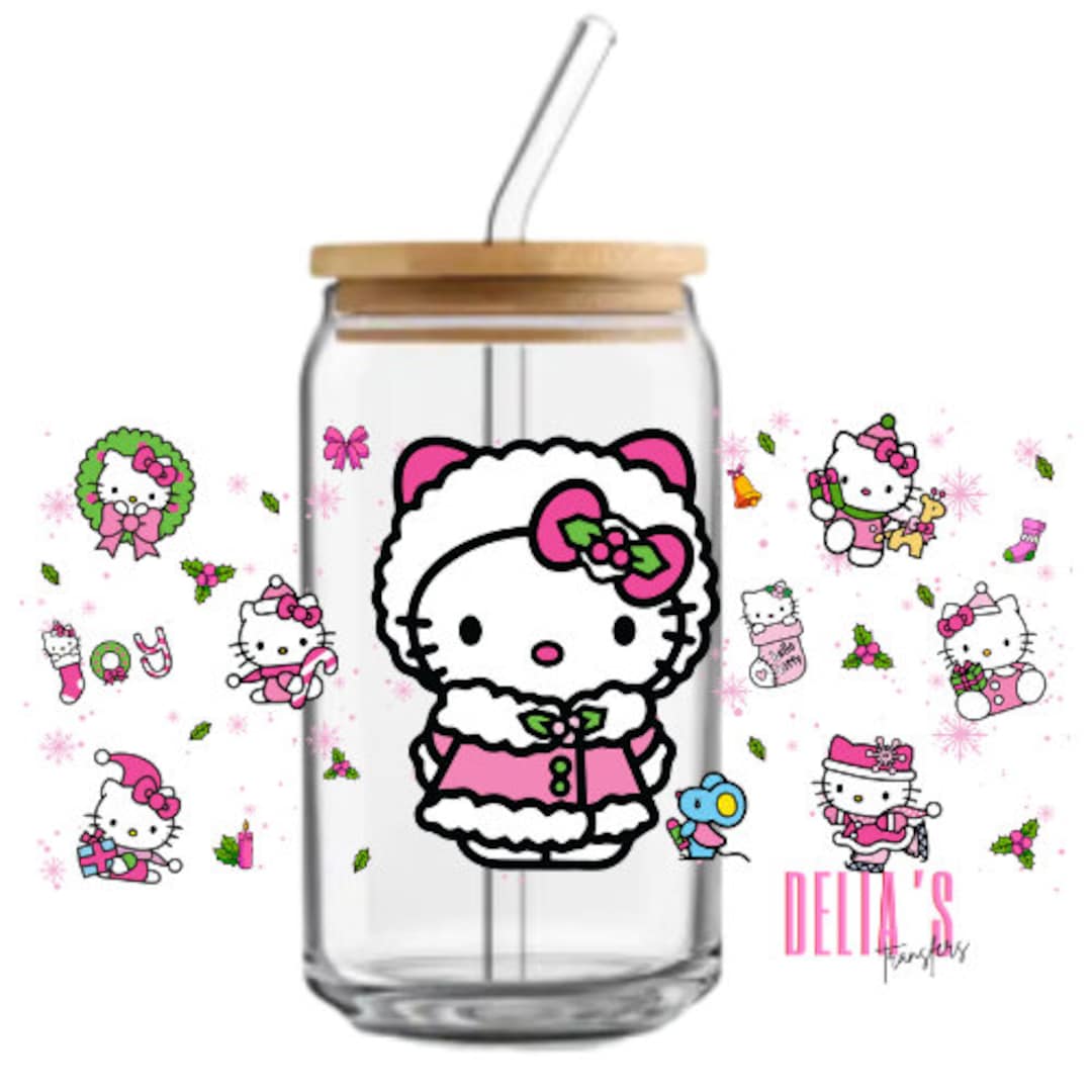 UV DTF Transfer Wrap, Hello Kitty, Christmas, 16 Oz Libbey, Ready to ...
