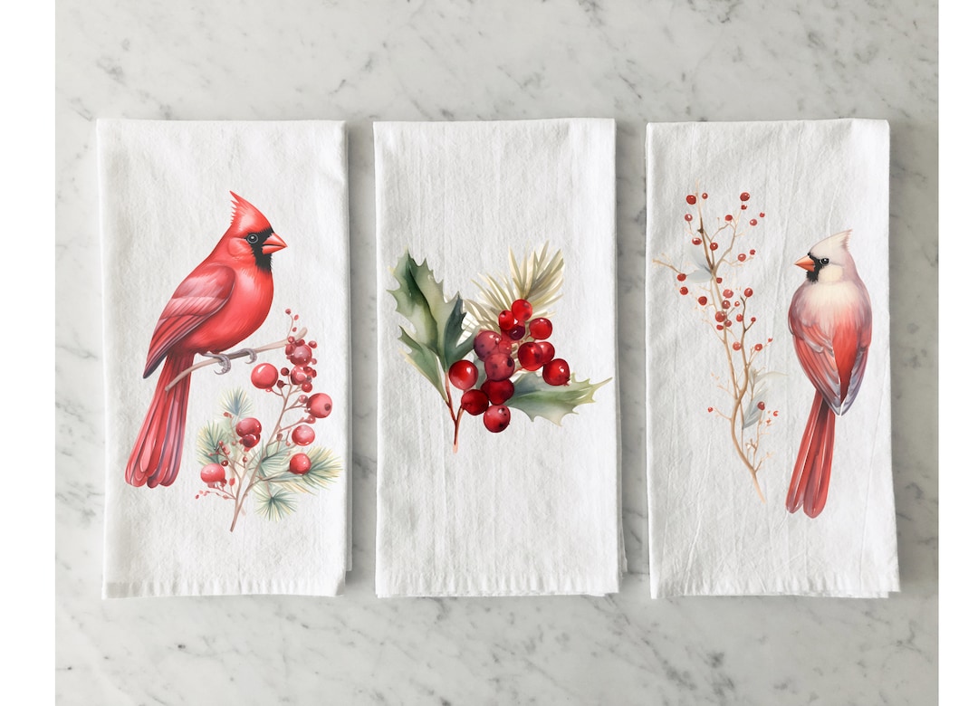 Cardinal Tea Towel, Bird Tea Towel, Bird Lover Gift, Mothers Day Gift ...