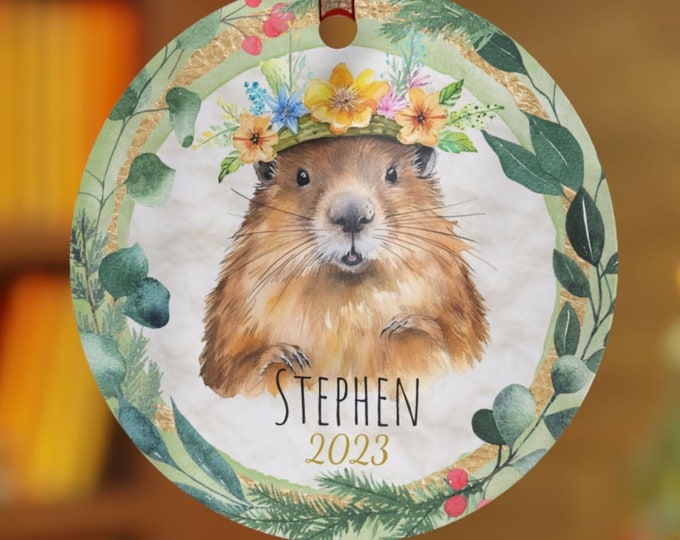Beaver Ornament Wooden Beaver Christmas Tree Ornament Black Walnut Wood ...