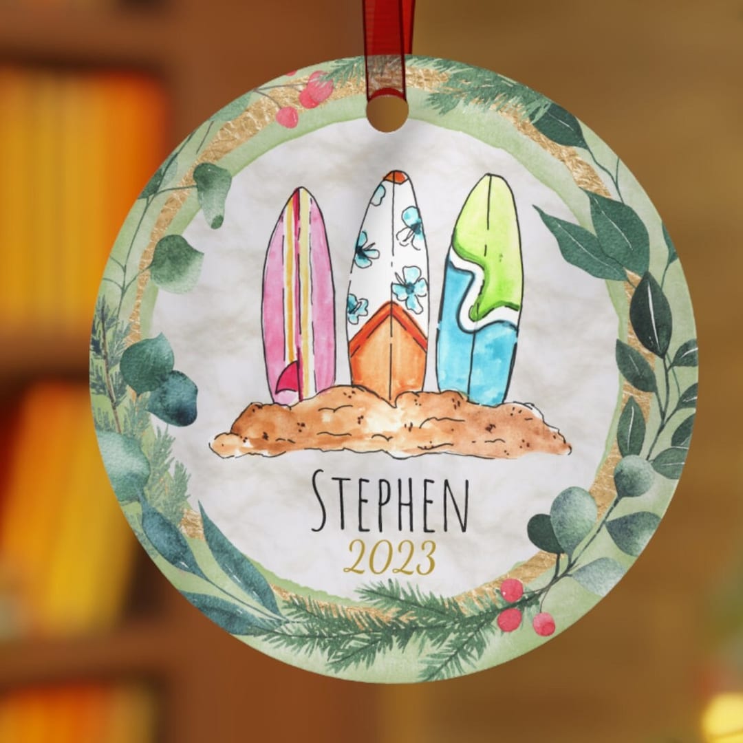 Surfing Ornament, Christmas Ornament, Surfing, Surfer Ornament, Surfer ...