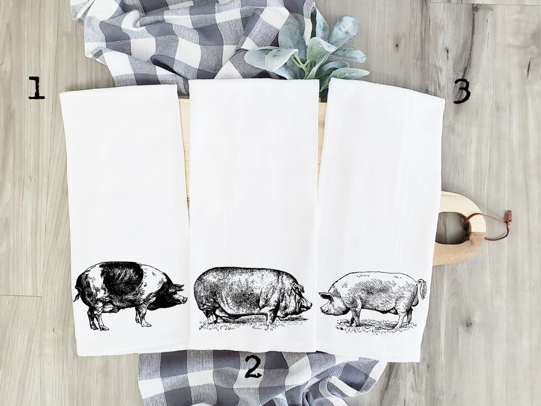 Pig Tea Towels, Pig Dish Towels, Pig Kitchen Decor, Pig Decor ...