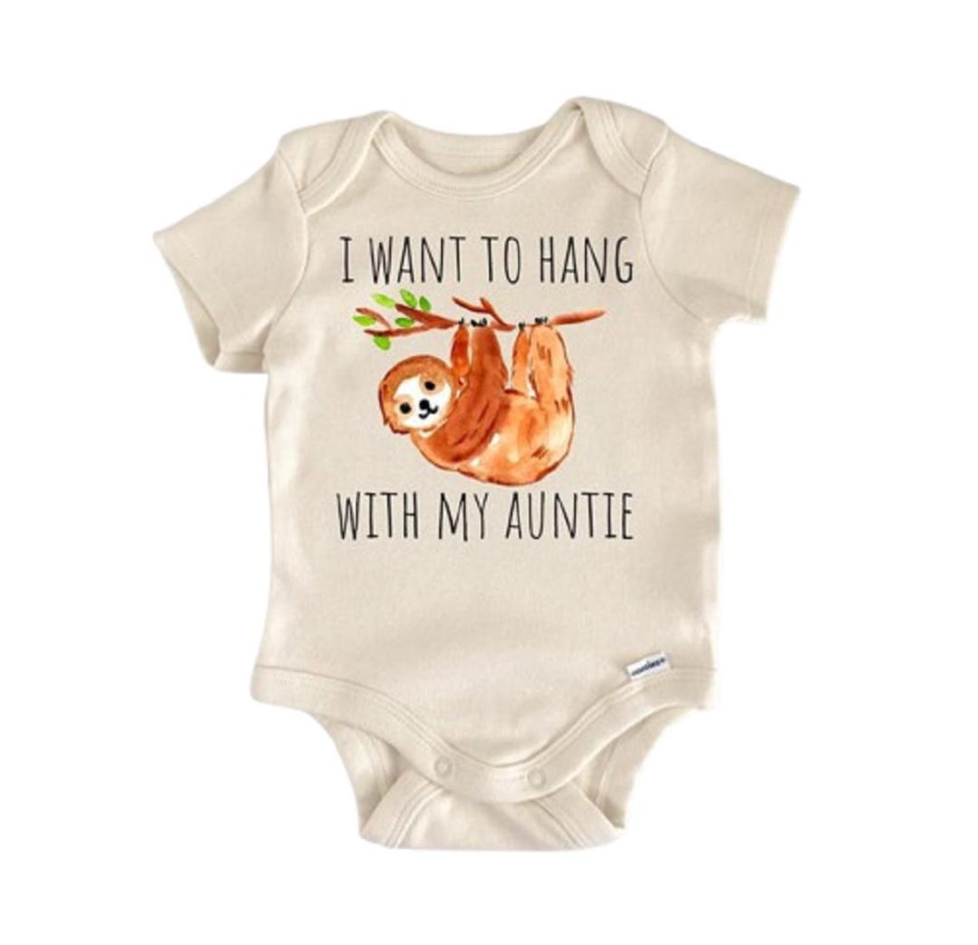 Sloth Auntie Aunt Baby Onesie® Newborn Cotton Bodysuit Baby Shower Gift ...
