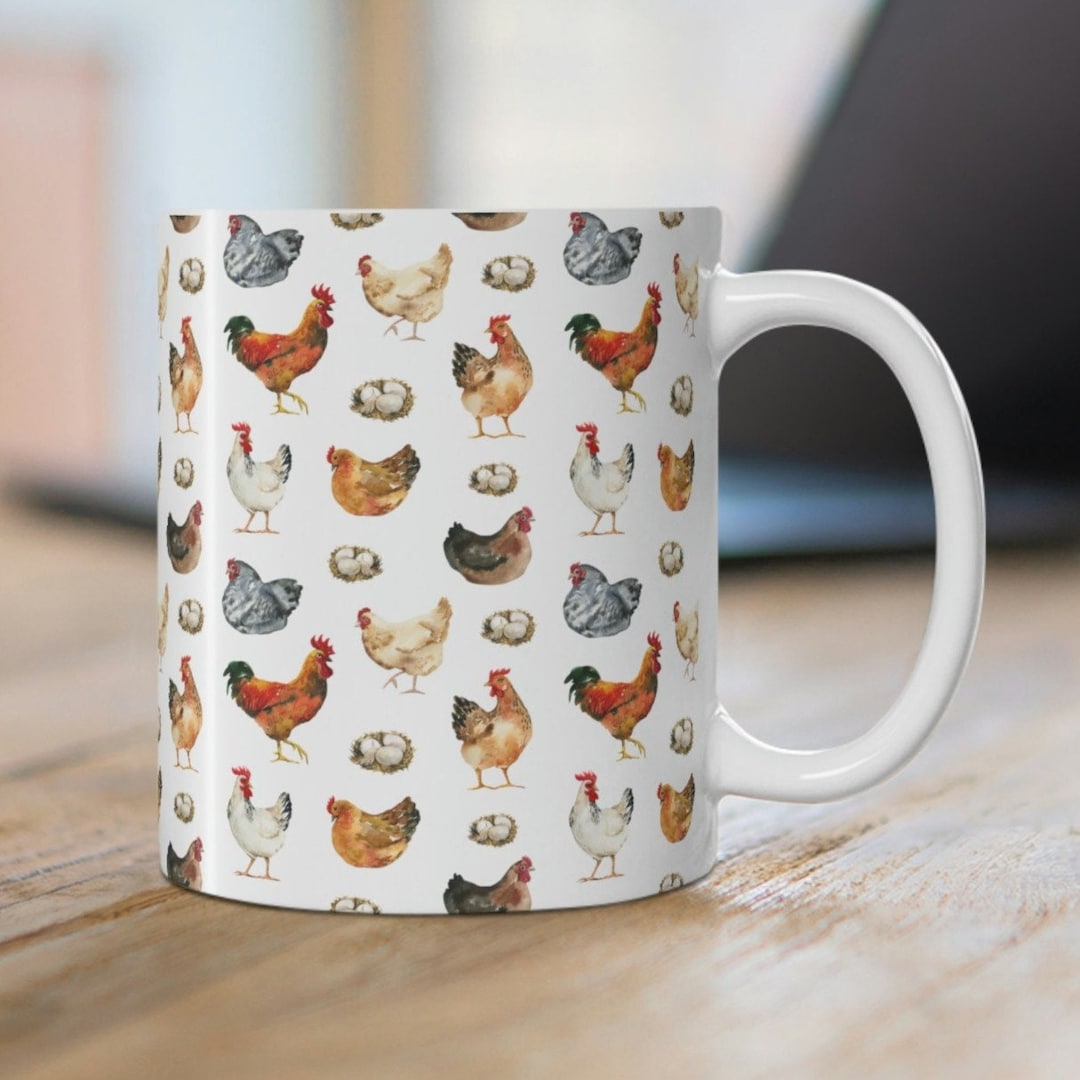 Chicken Mug Ceramic Mug Funny Mug Garden Lover Chicken Decor Chicken ...
