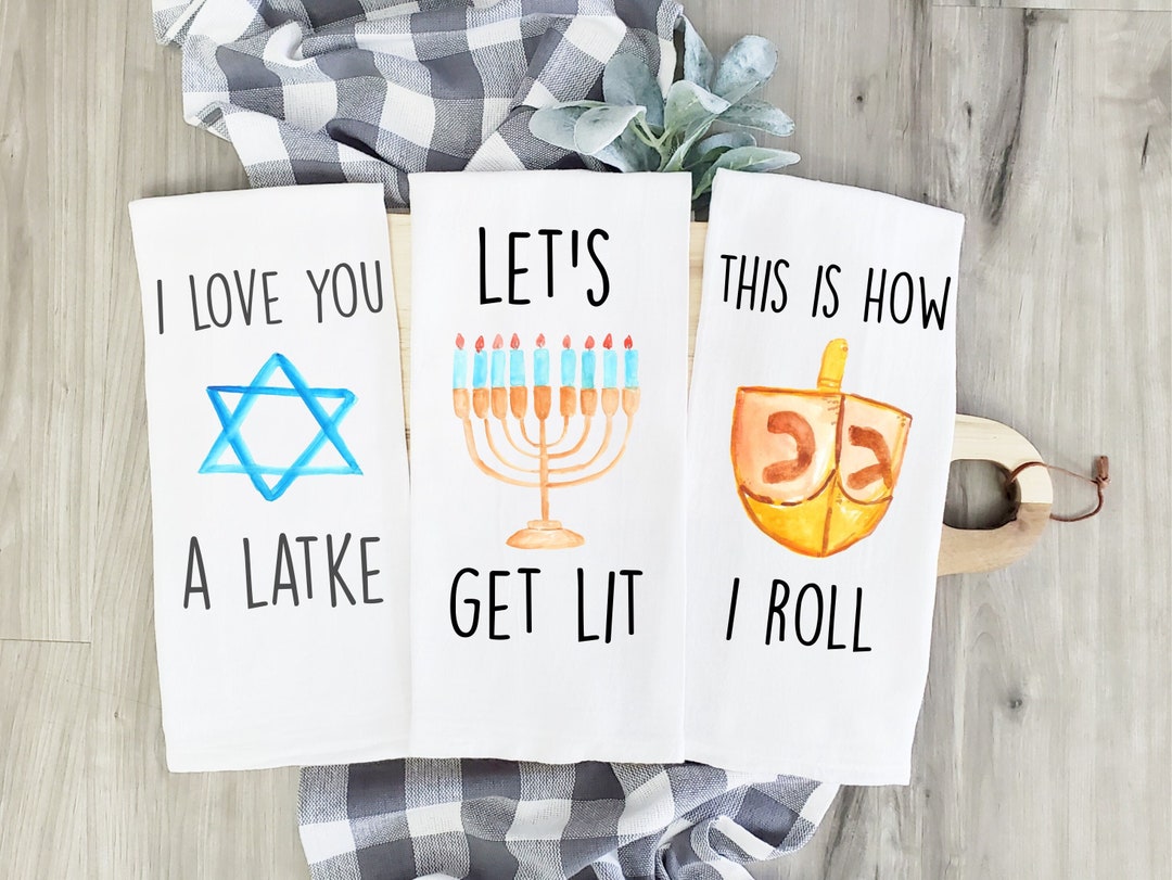 Jewish Gift, Jewish Kitchen Decor, Jewish Tea Towel, Hanukah Kitchen ...