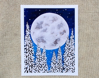 Full Moon Snow Art - Etsy