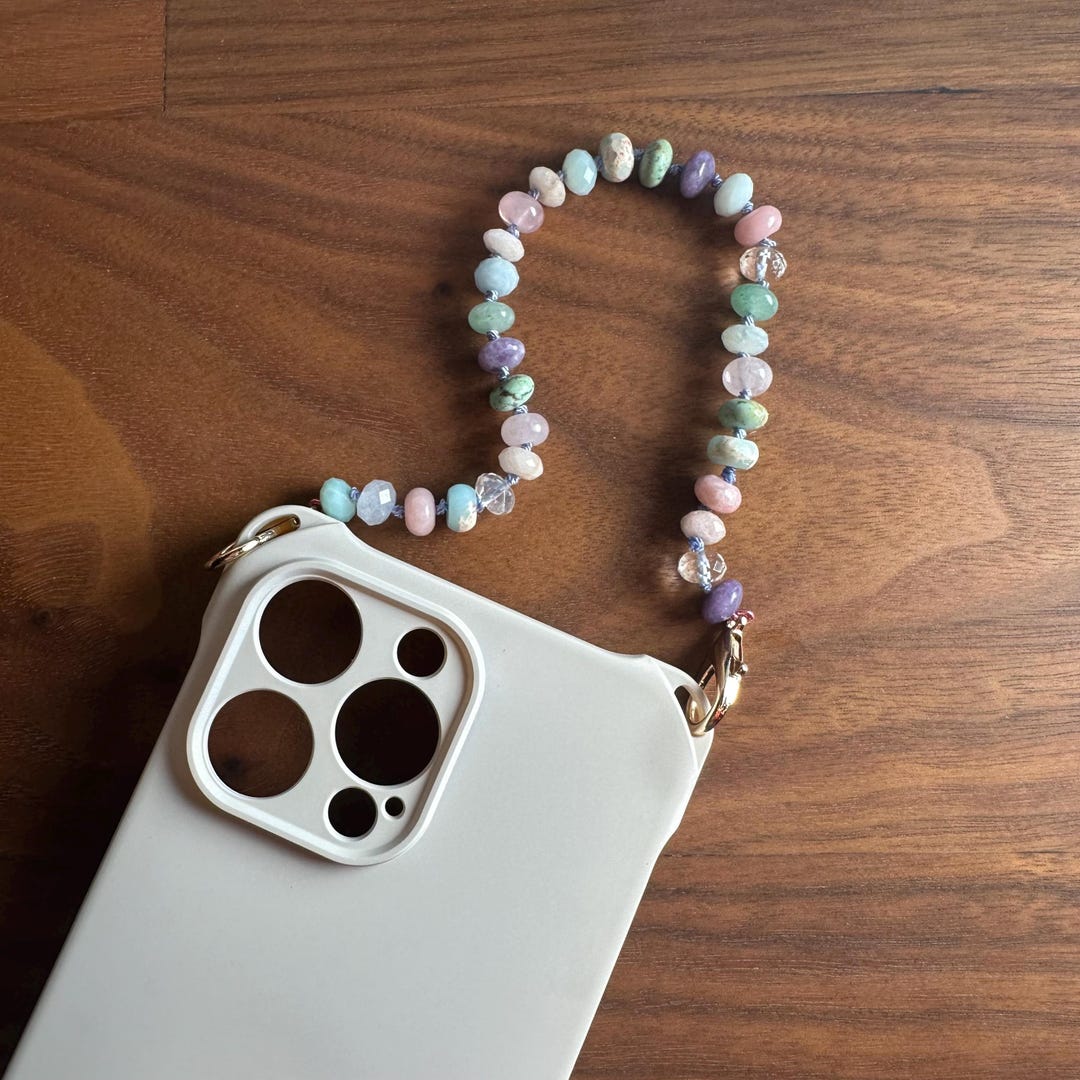 Pastel Beaded Cell Phone Chain - Beaded Phone Accessory - Cell Phone ...