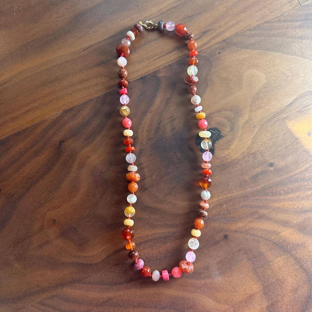 Sunset Gemstone Beaded Necklace: 18k Gold Filled Clasp - Etsy