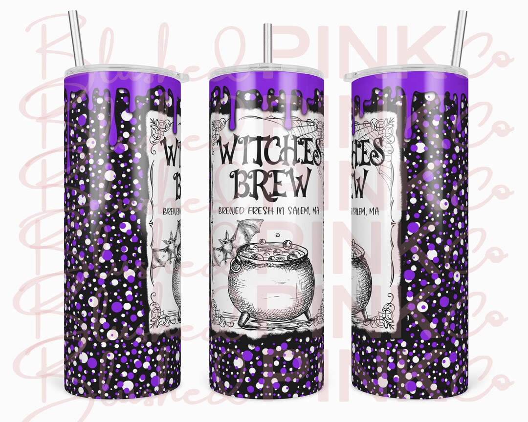Witches Brew Halloween Tumbler, 20 Oz Skinny Tumbler With Straw ...