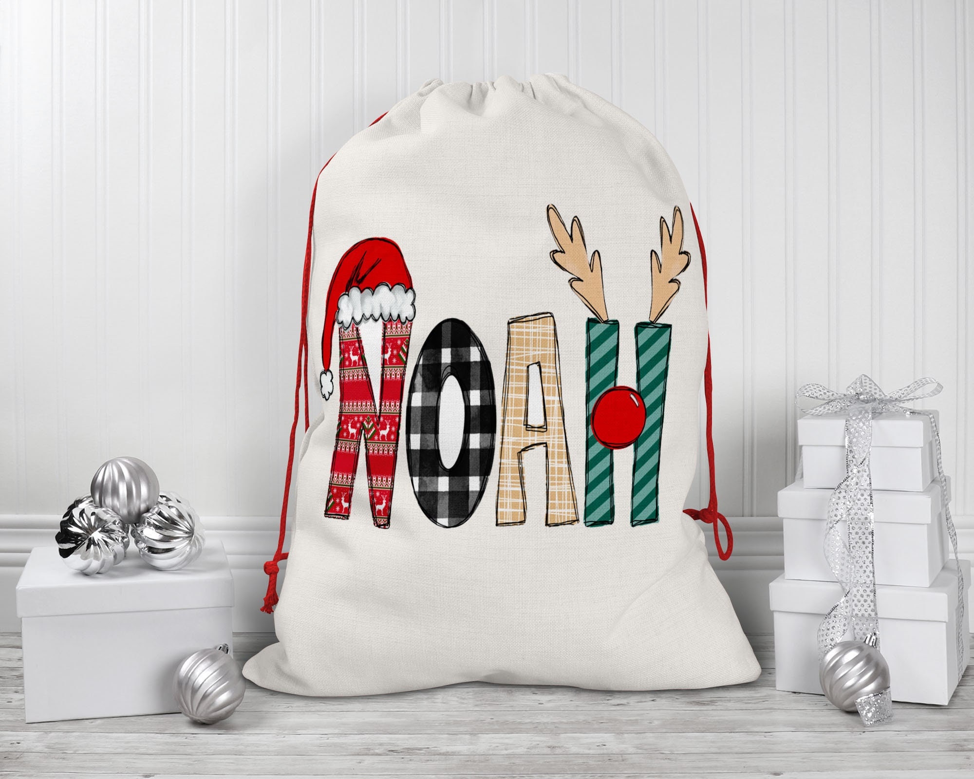 Personalized Santa Sack Christmas Gift Bag Christmas Santa - Etsy