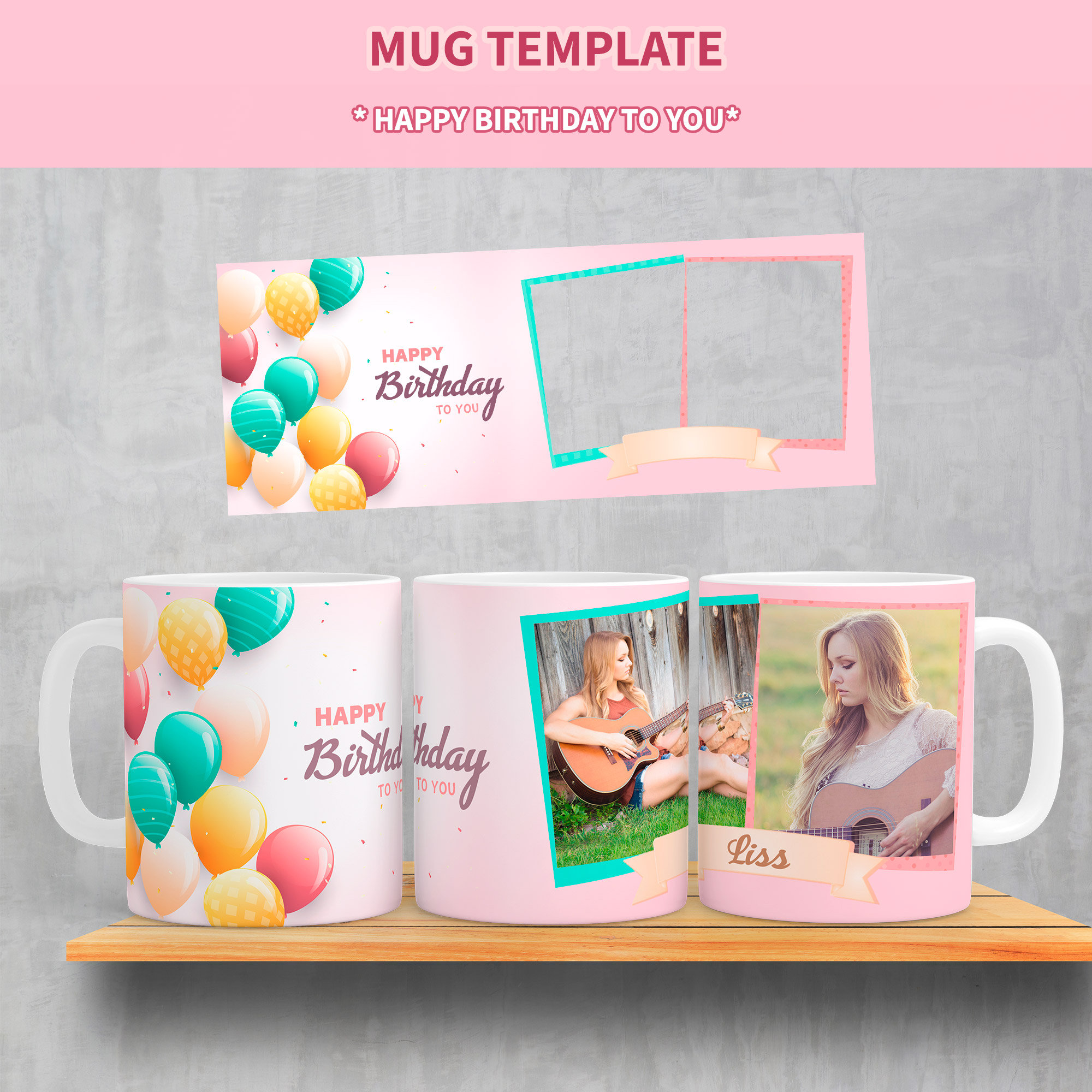 Digital Mug Template Perzonalized Happy Birthday to You - Etsy