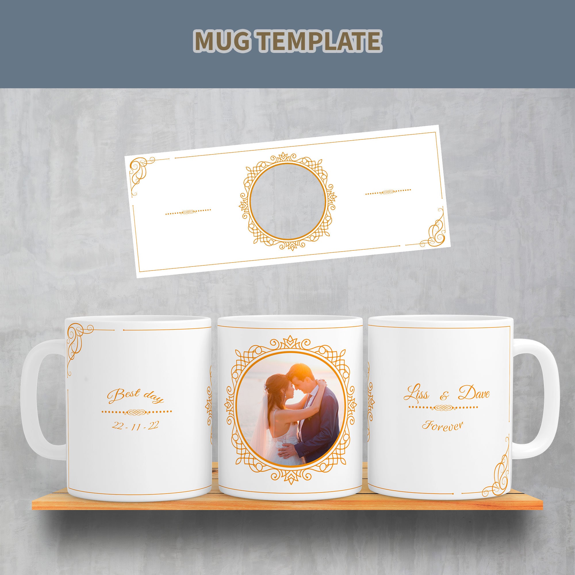 2 Digital Mug Template Married, Wedding - Digital Mug Template ...
