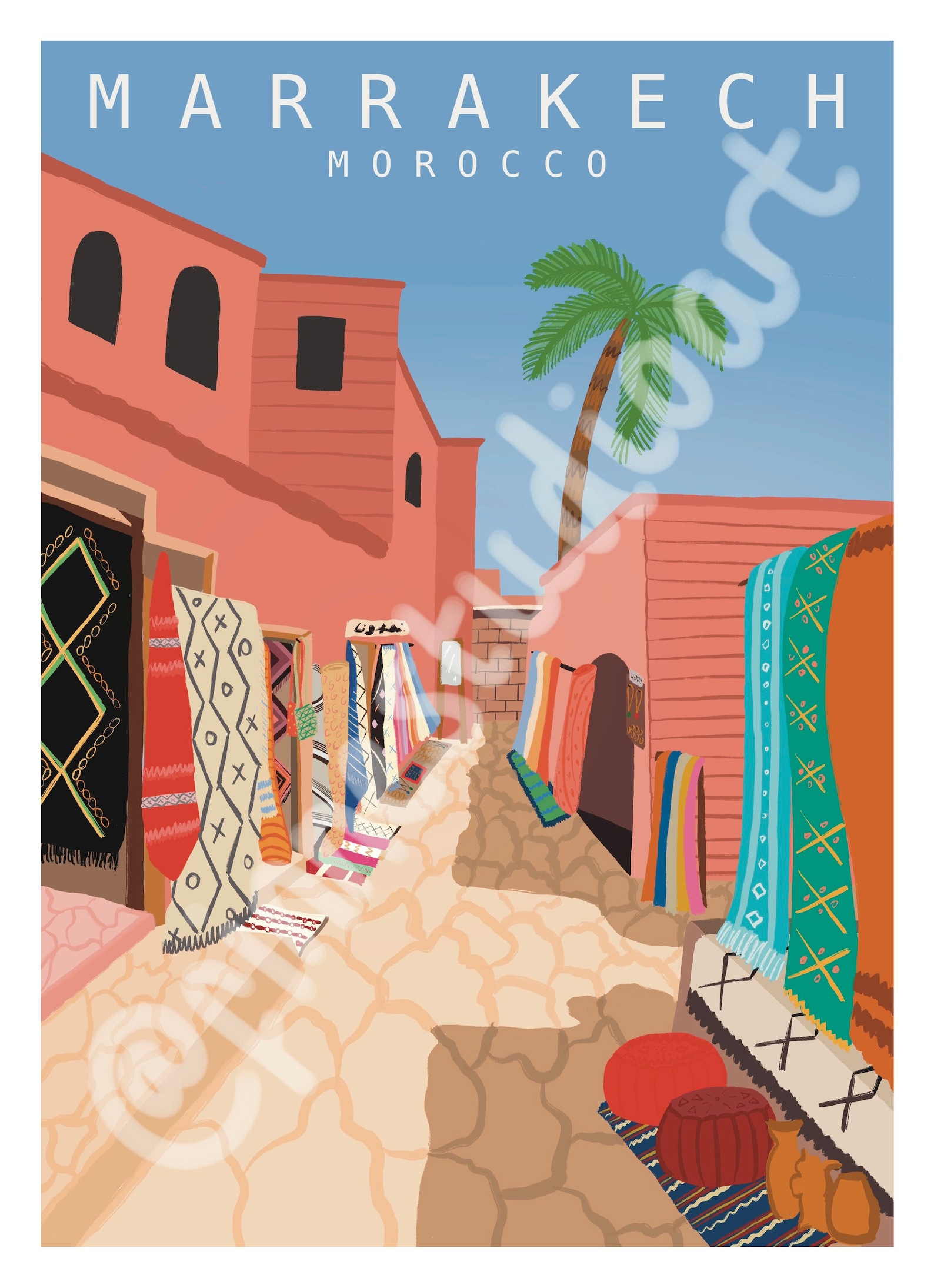 Marrakech Morocco Destination Print Travel Print Postcard Digital ...