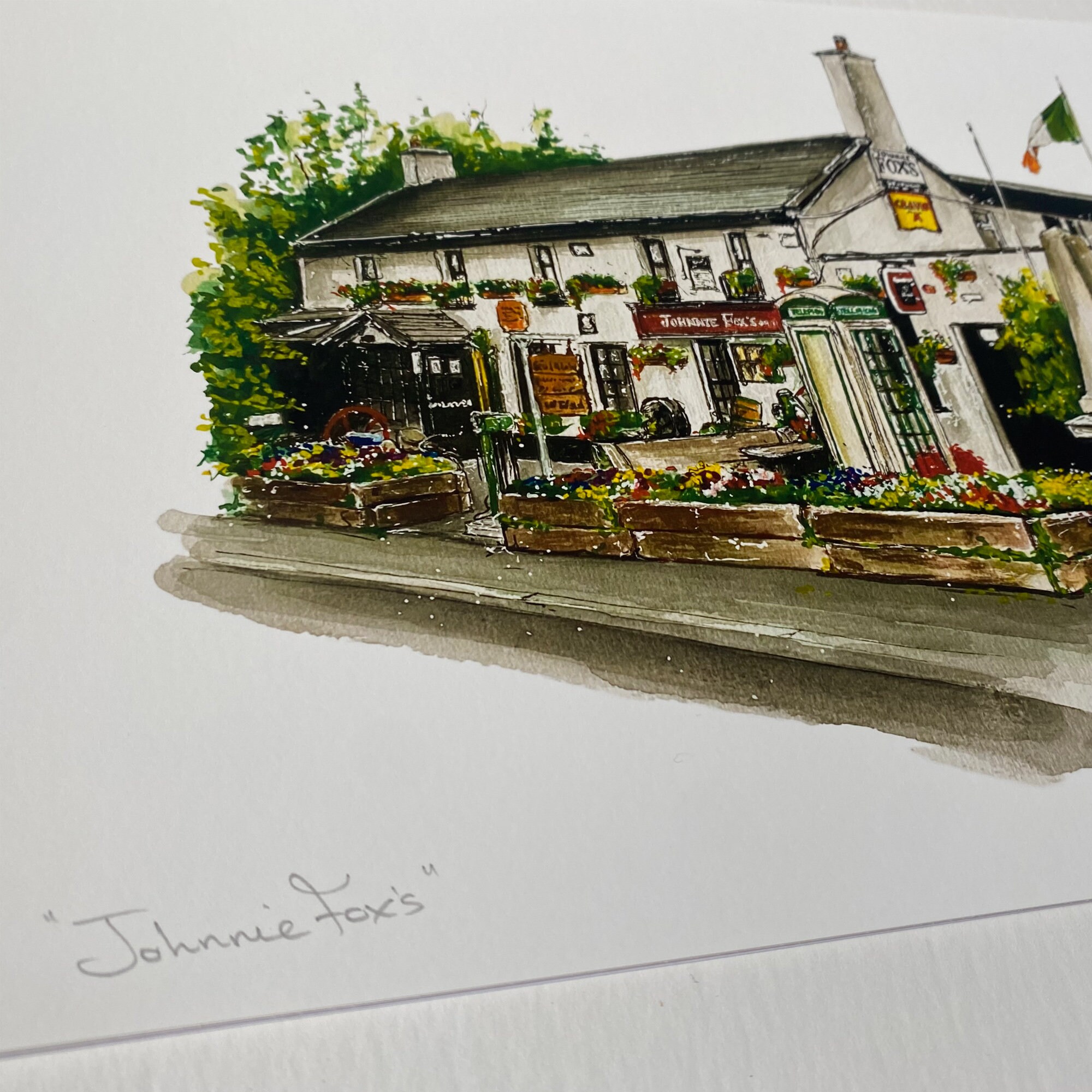 Johnnie Fox's, Famous Irish Pub Dublin, Framed Illustration, Gift Idea ...