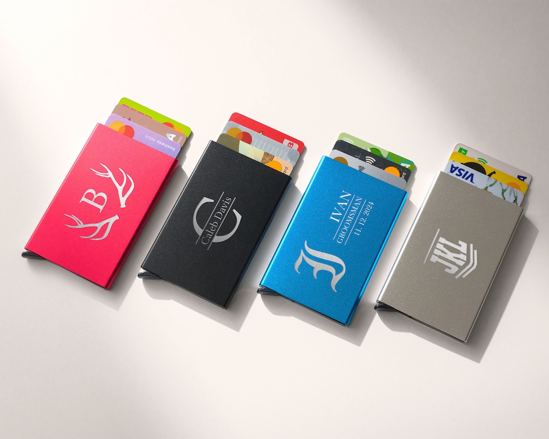 Personalized Metal Card Wallet Mens Wallet | Groomsmen Gifts for Him ...