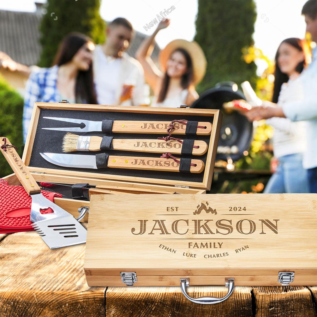 Custom BBQ Set, Grill Set, BBQ Grilling Set, Dad Chrismas Gift for Him ...