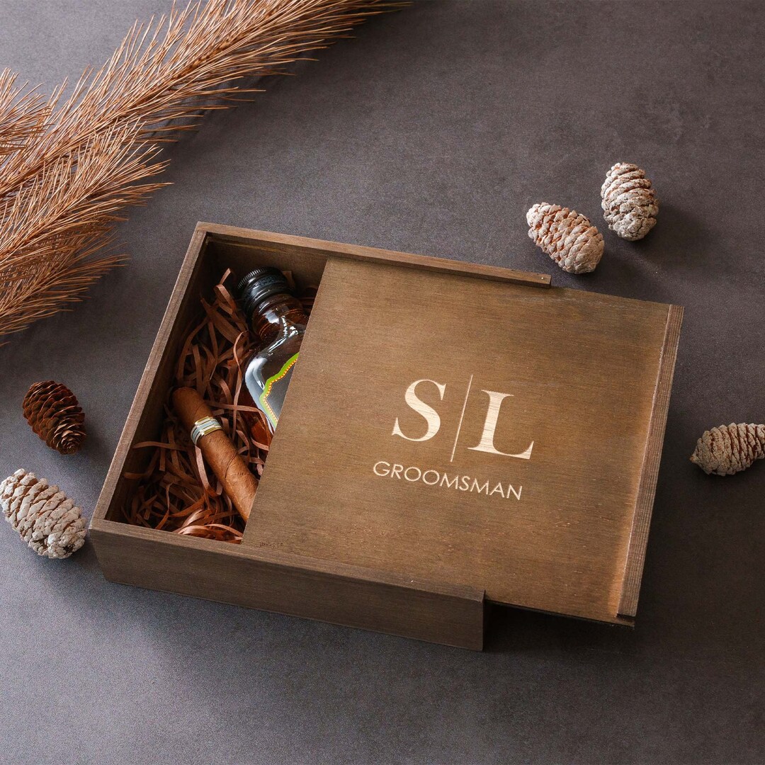 Personalized Groomsmen Gifts Box, Custom Groomsman Wood Gift Box ...